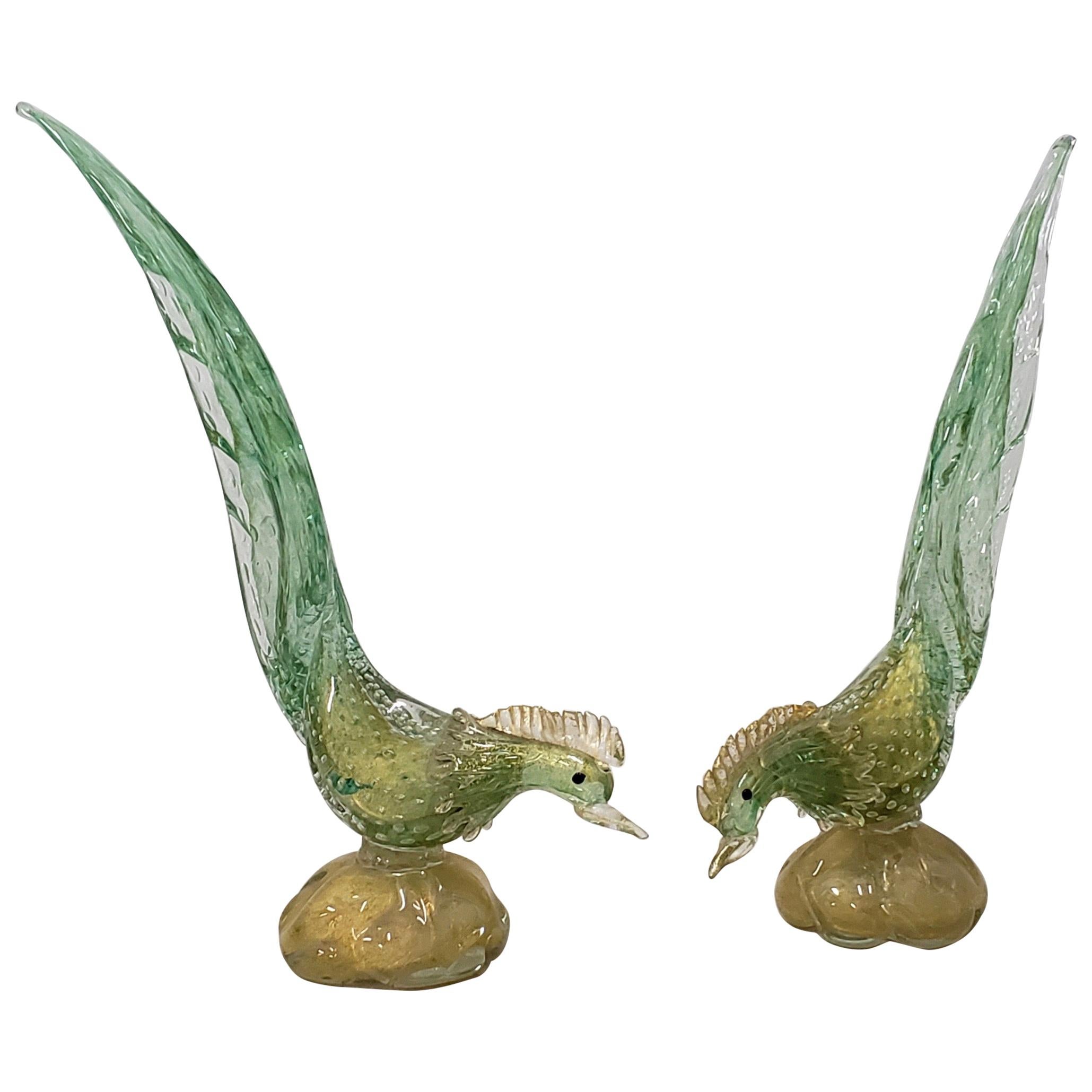 Matching Pair of Midcentury Murano Glass Birds, circa 1950s at 1stDibs