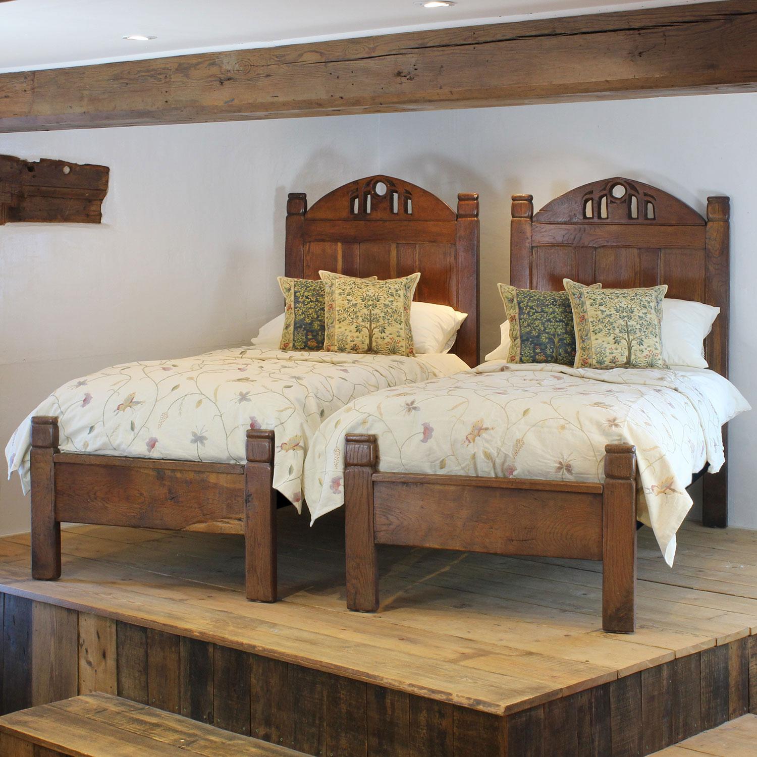 Matching Pair of Oak Beds, WP46 at 1stDibs
