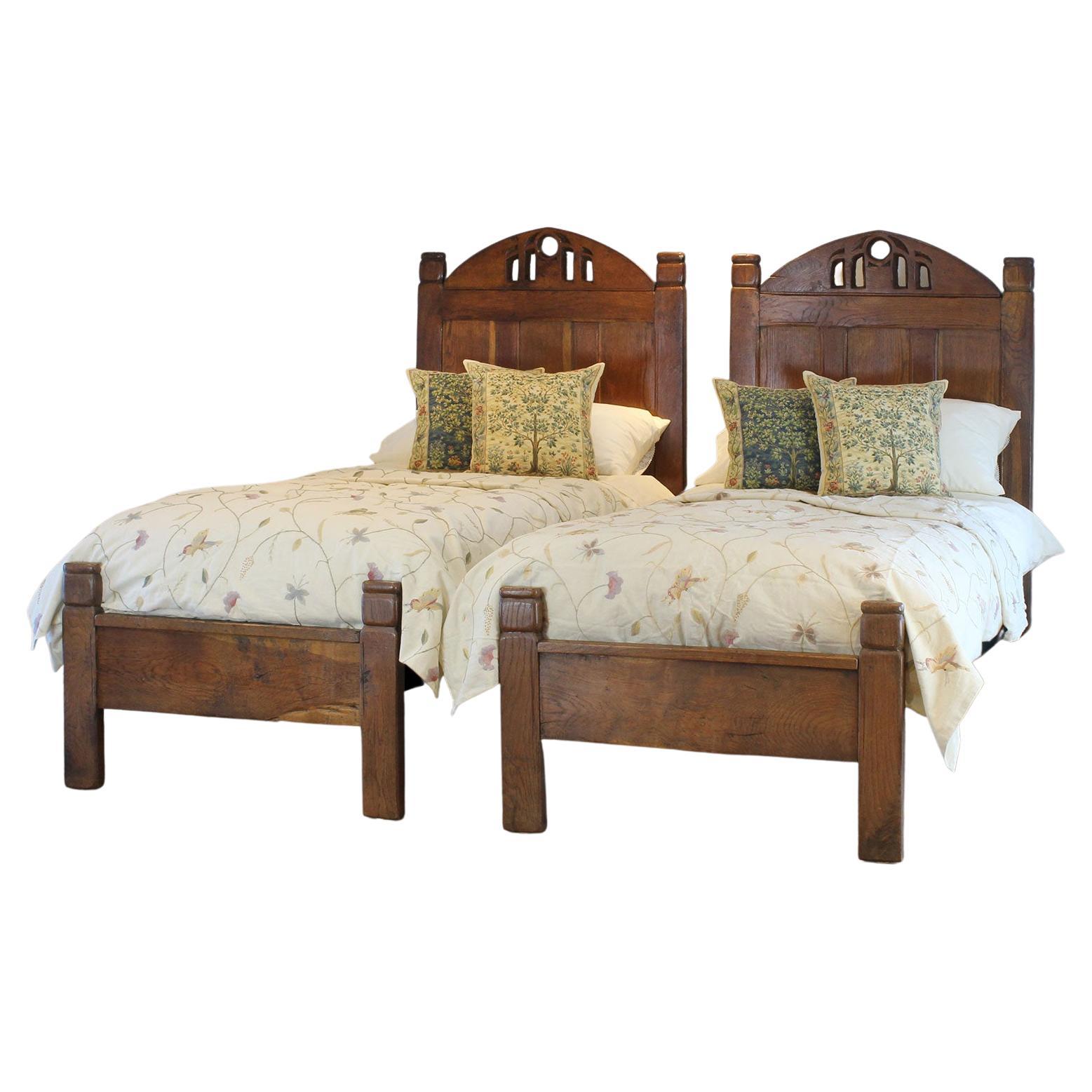 Matching Pair of Oak Beds, WP46 at 1stDibs