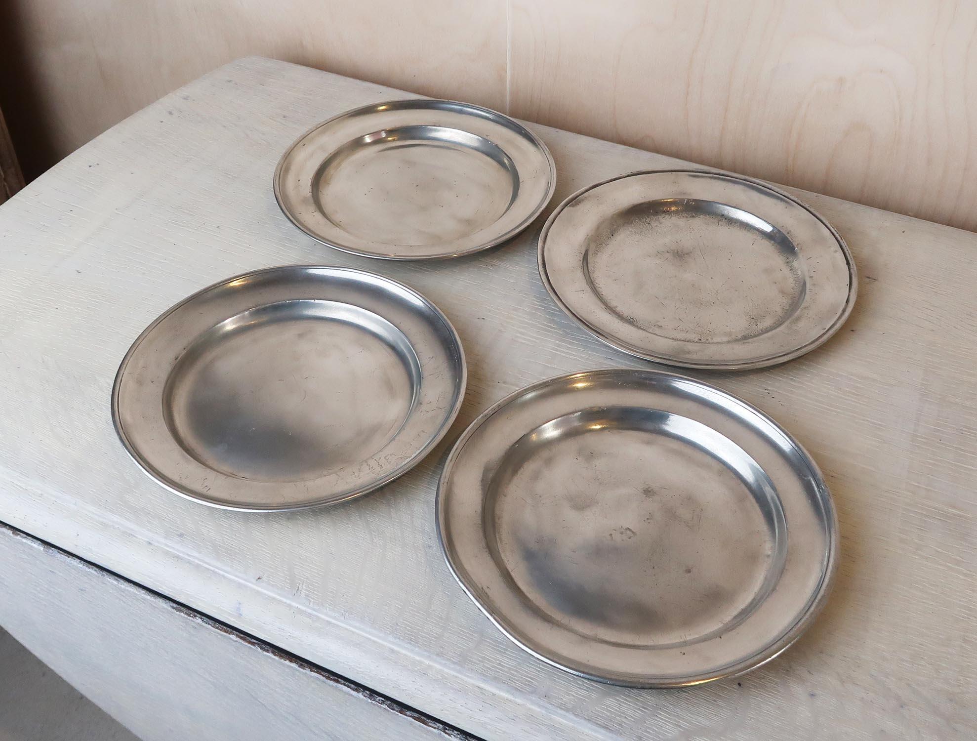 Matching Set of 4 Antique Polished Pewter Plates, German, 18th Century ...