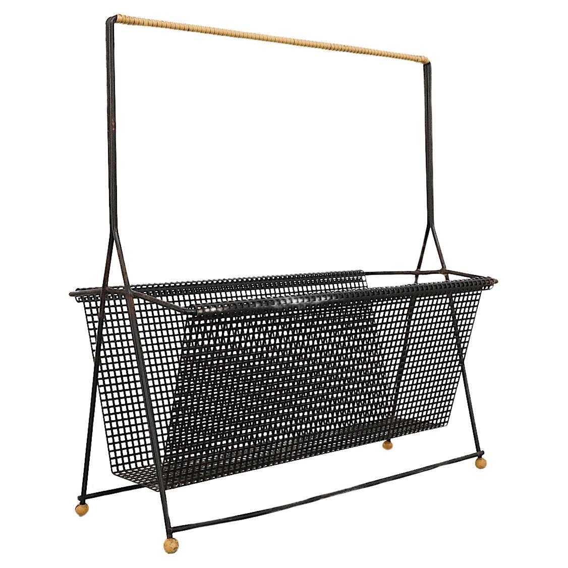 Mategot Style Black Perforated magazine rack For Sale at 1stDibs