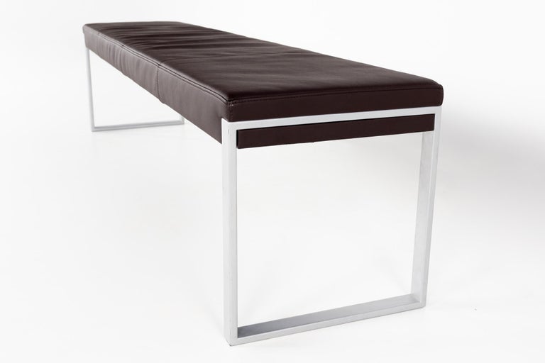 Material Possessions Contemporary Long Leather and Steel Bench at ...