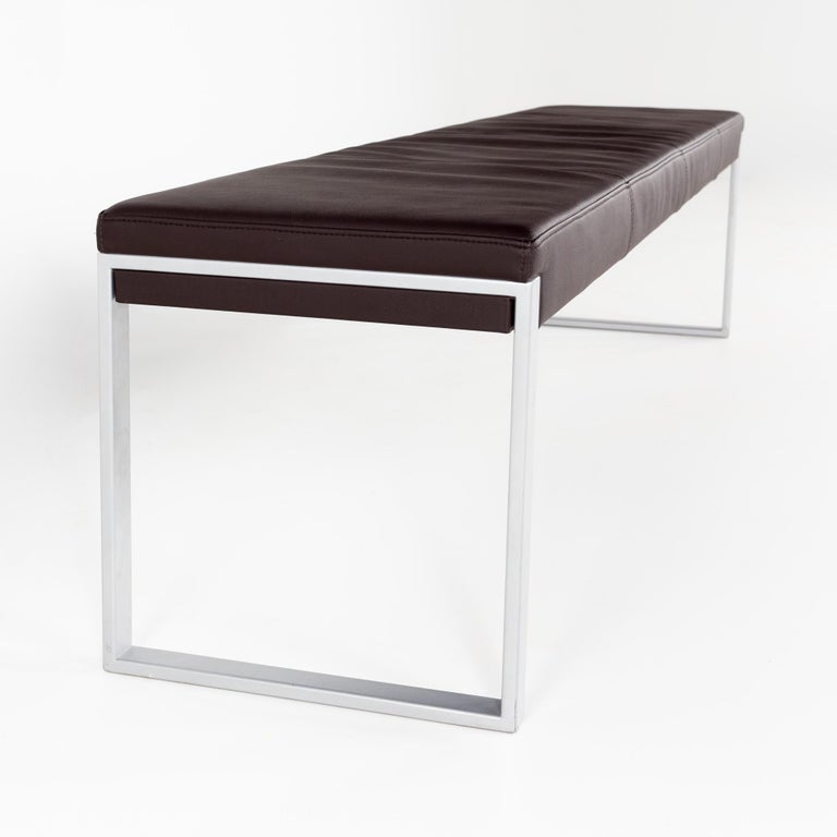 Material Possessions Contemporary Long Leather and Steel Bench at ...