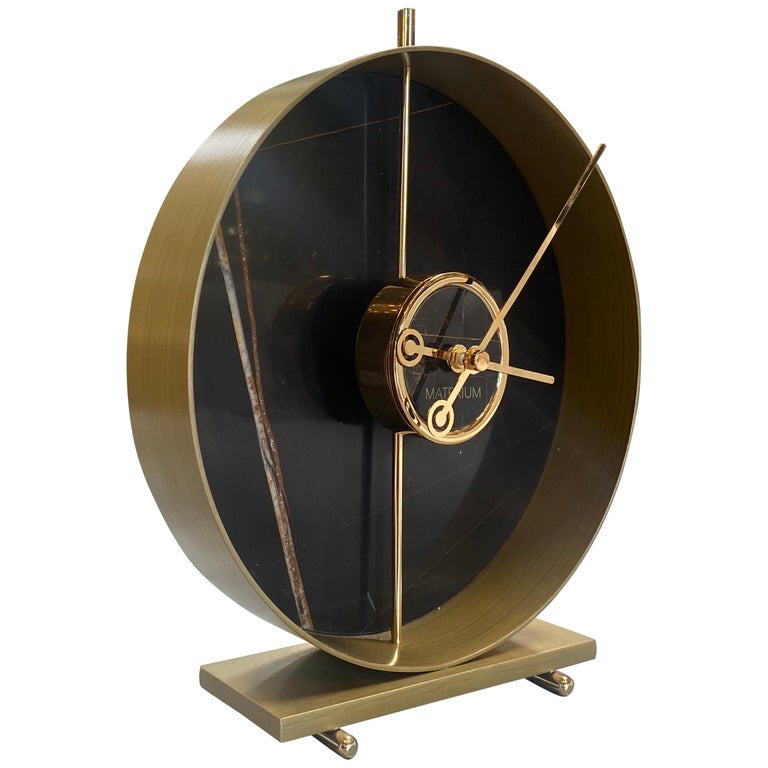Materico Table Modern Clock 2019 with Sara Noir Marble and Finishes in ...