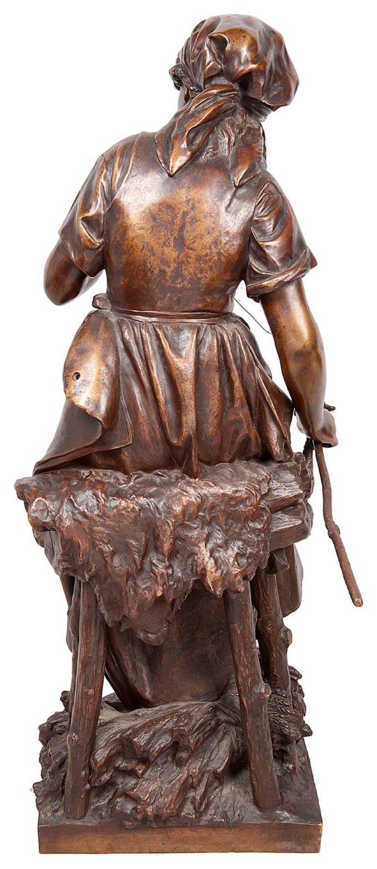 Math. Moreau Bronze Statue of a Lady Spinning For Sale at 1stDibs