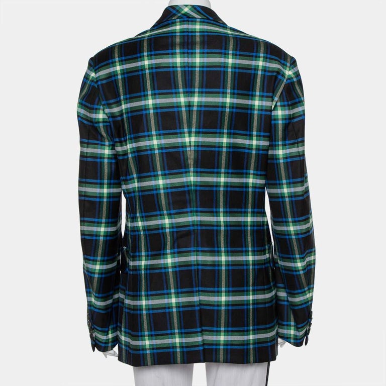 Mathew Adams Dolan Black Opera Checkered Wool Double Breasted Blazer M ...