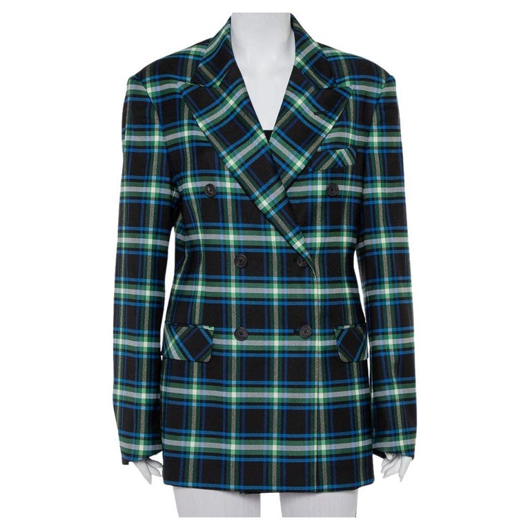 Mathew Adams Dolan Black Opera Checkered Wool Double Breasted Blazer M ...
