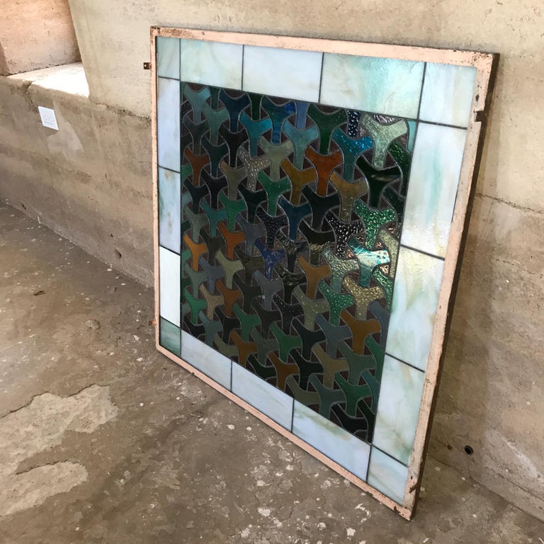 Mathias Goeritz Geometric Style Stained Glass Window Panel Sea of Color ...