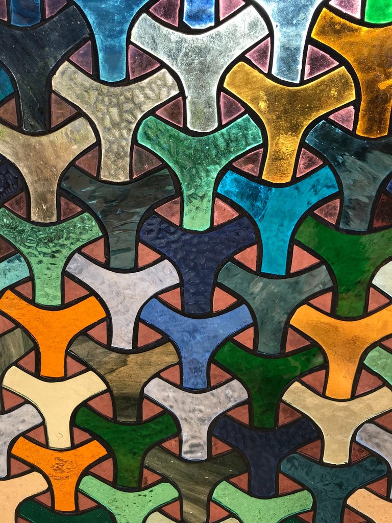 Mathias Goeritz Geometric Style Stained Glass Window Panel Sea of Color ...