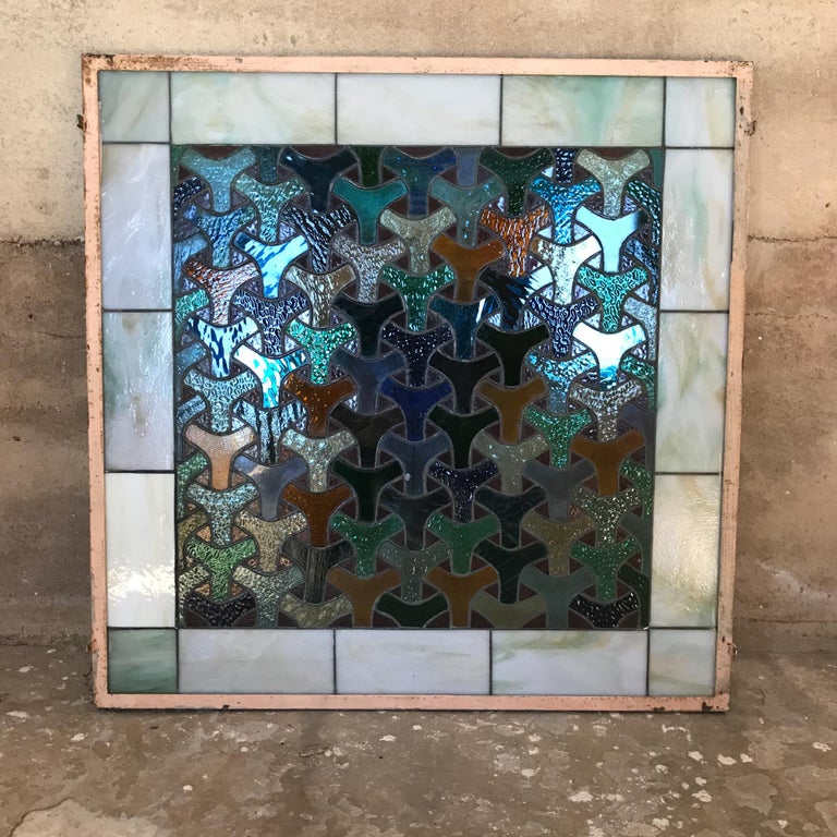 Mathias Goeritz Geometric Style Stained Glass Window Panel Sea of Color ...