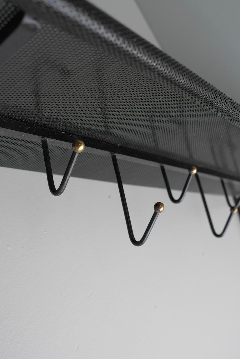 Mathieu Matégot All Black Wall-Mounted Coat Rack, 1950s For Sale at 1stDibs