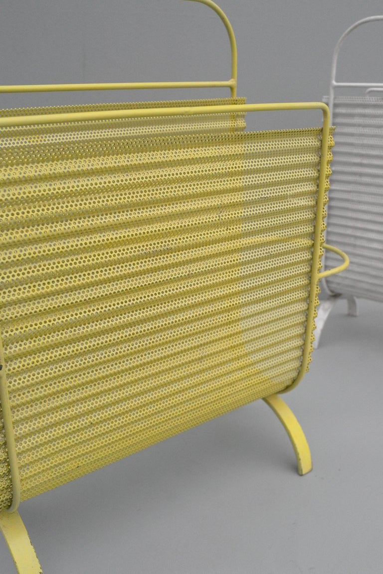 Mathieu Matégot Folded Yellow and White Metal Magazine Holders, France ...