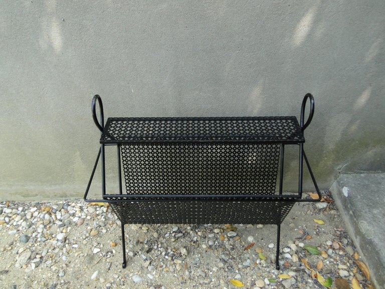 Mathieu Mategot Style Magazine Holder Rack Black Metal France For Sale ...