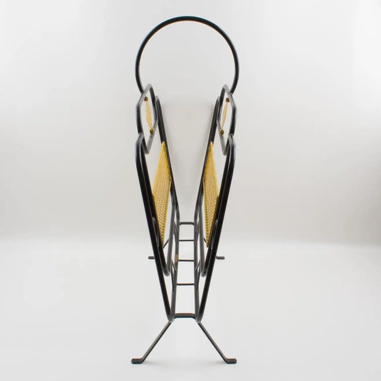 Mathieu Matégot Style Magazine Holder Rack Yellow and Black Metal For ...
