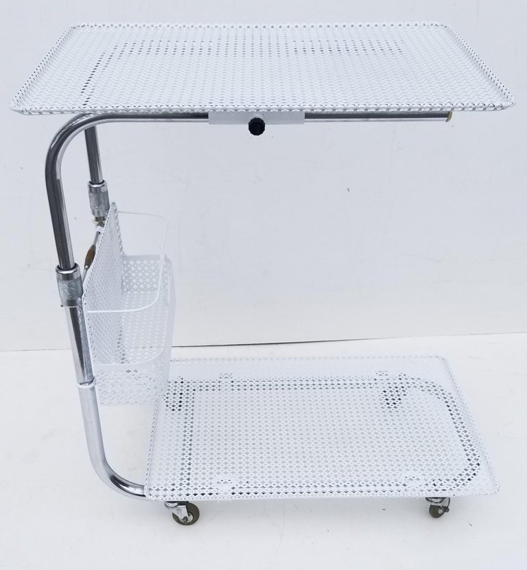 Mathieu Matégot French White Bar Cart, Serving Cart Wire Mesh Mid ...