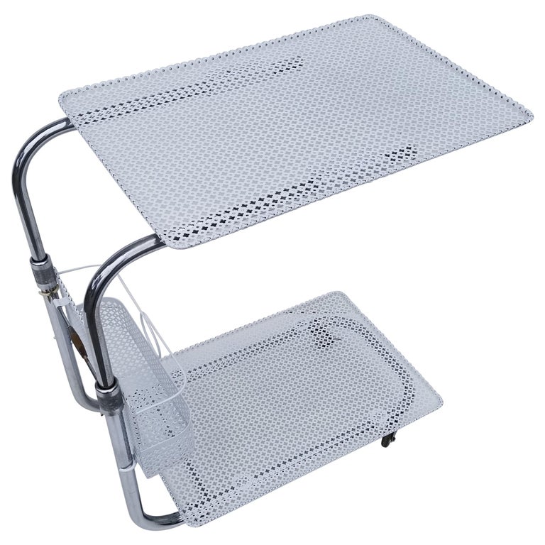 Mathieu Matégot French White Bar Cart, Serving Cart Wire Mesh Mid ...