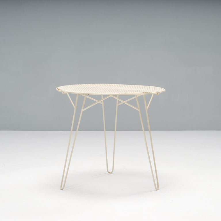 Mathieu Matégot White Metal Garden Table and Heart Chairs, 1950s, Set ...