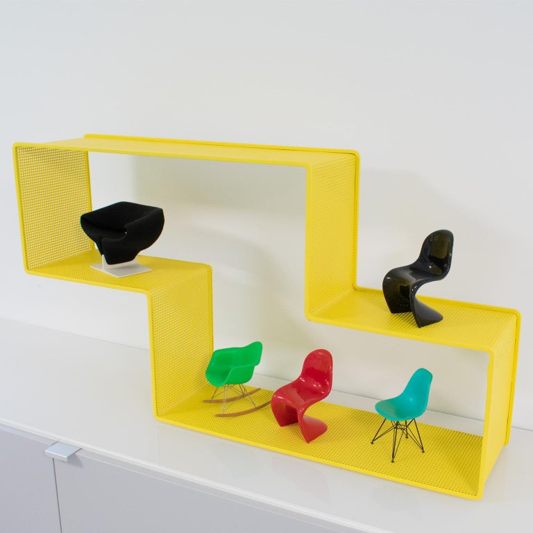 Mathieu Mategot Yellow Metal Dedal Wall Book Shelf at 1stDibs