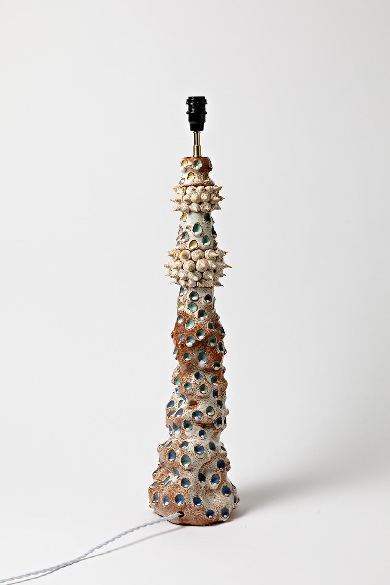 Mathilde Sauce Large Stoneware Ceramic Table Lamp Orange and Blue ...