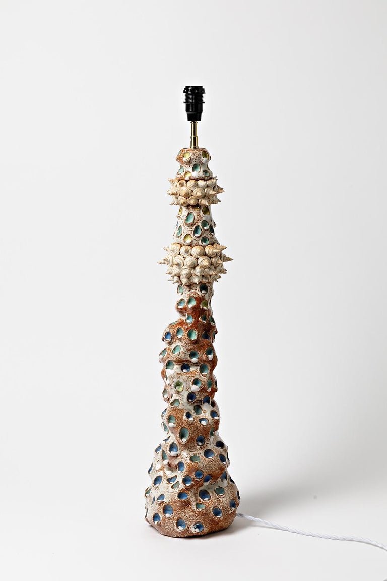 Mathilde Sauce Large Stoneware Ceramic Table Lamp Orange and Blue ...