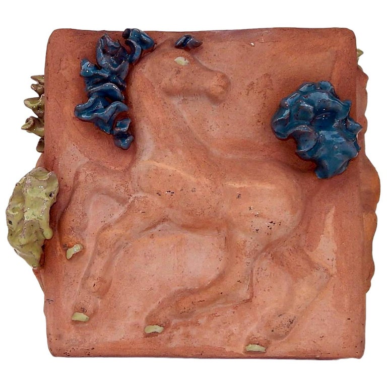 Mathilde Schaefer Modern Studio Pot with Horse Motif For Sale at 1stDibs