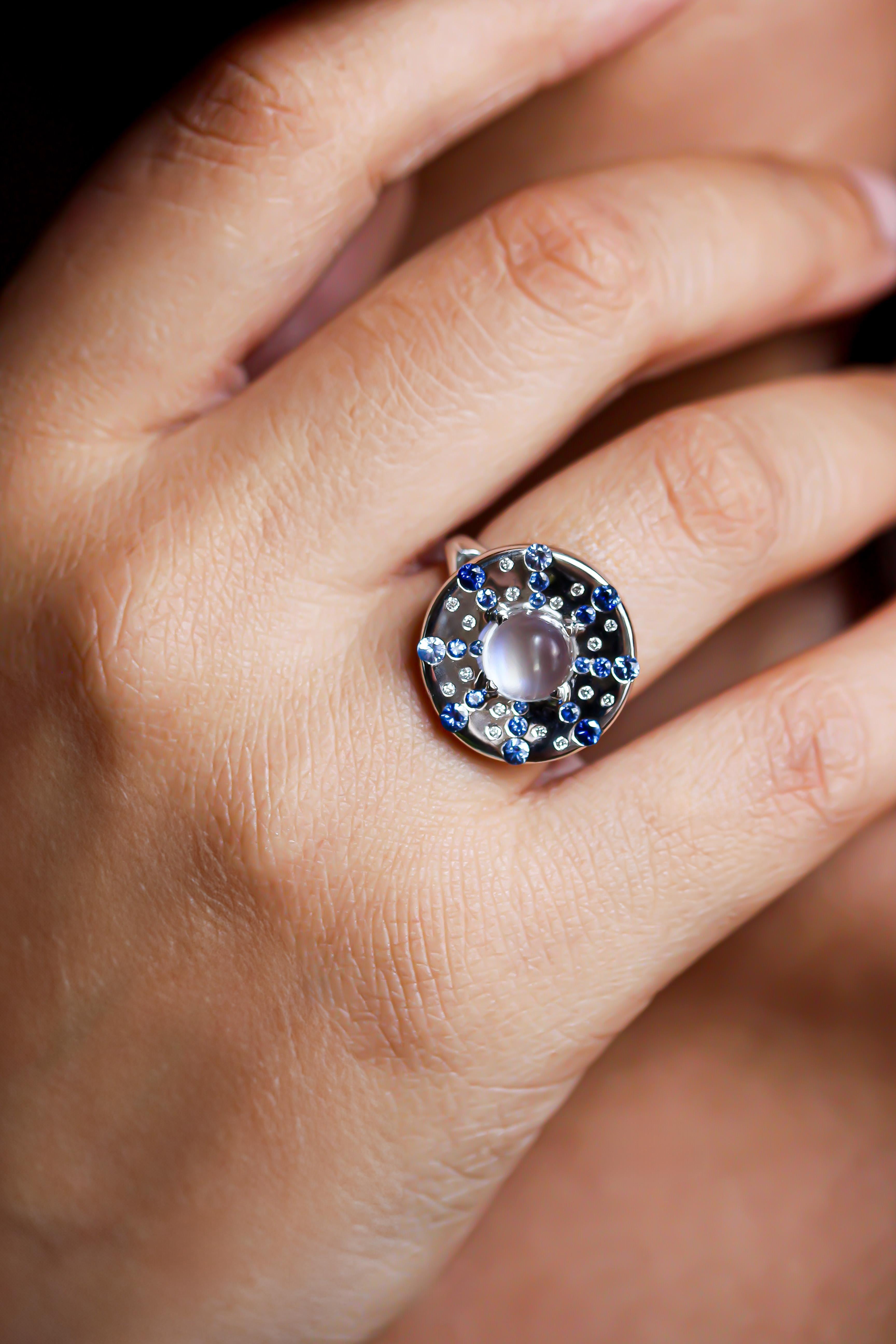 Mathon Paris Diamonds Moonstone Sapphires Bright Sapphires White Gold ...