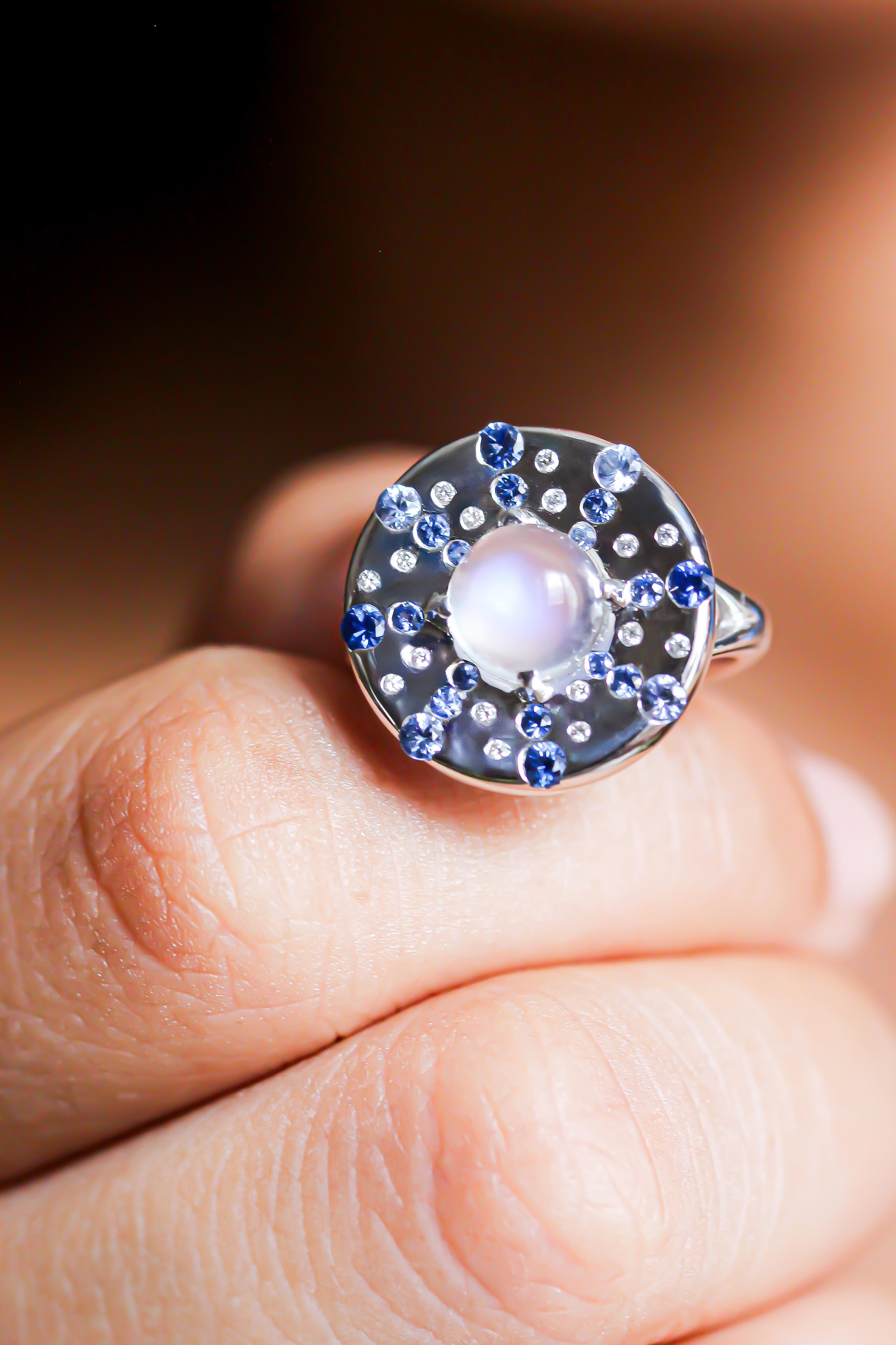 Mathon Paris Diamonds Moonstone Sapphires Bright Sapphires White Gold ...