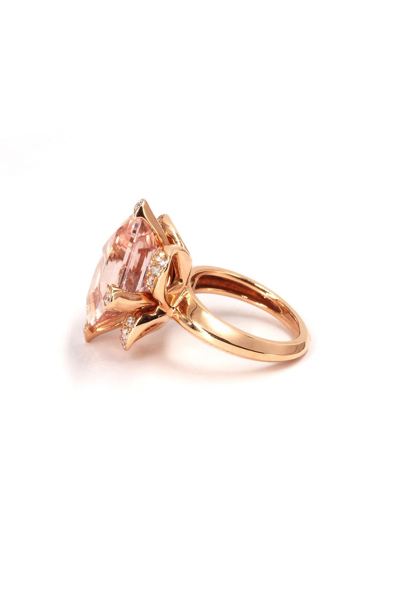 Mathon Paris Morganite, Diamonds and Pink Gold Ring For Sale at 1stDibs