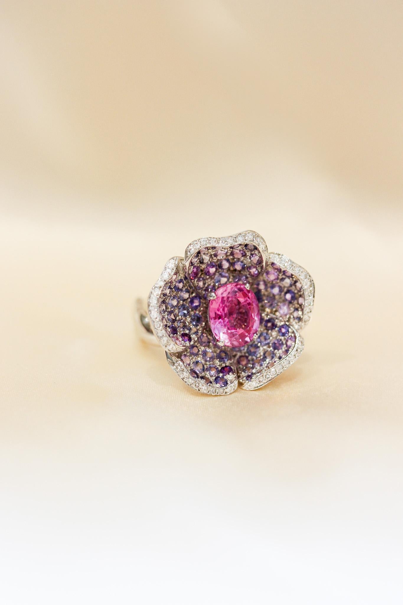 Mathon Paris Purple sapphires, pink sapphires, diamonds and White Gold ...