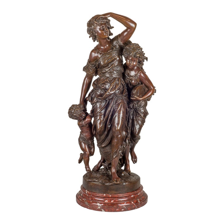 Mathurin Moreau - A Fine Mathurin Moreau Patinated Bronze Group For ...