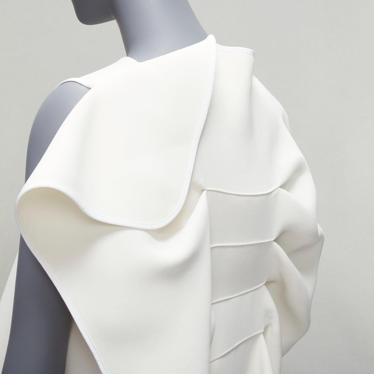 MATICEVSKI 2016 Imposed Petal white pleated back ruffled back vest top ...