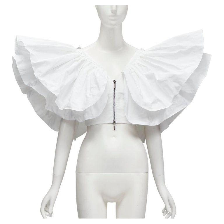 MATICEVSKI 2020 Crowned Butterfly white statement sleeve bustier top ...
