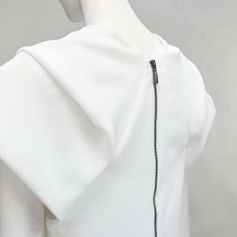 MATICEVSKI 2020 Lastingly Blouse white crepe origami pleat zip back ...