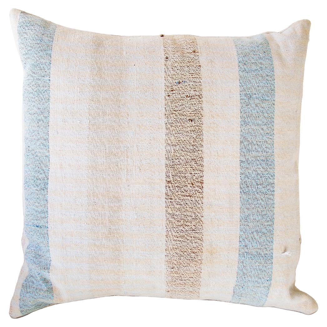 French Flax Linen Throw with Stripes For Sale at 1stDibs