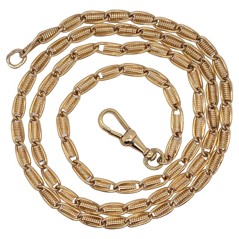 Matinee Length Fancy Fetter Watch or Guard Chain in Yellow Gold with ...