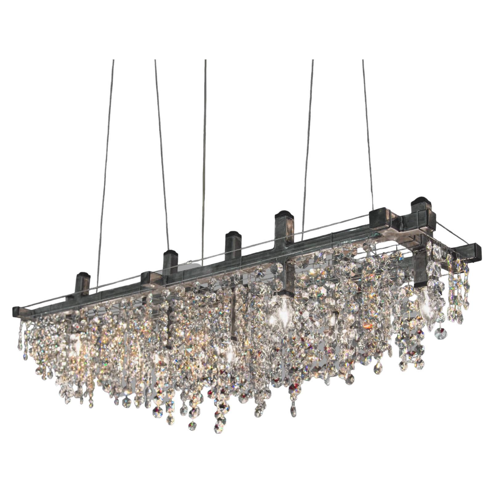 Crystal Cage LED Long Linear Suspension For Sale at 1stDibs