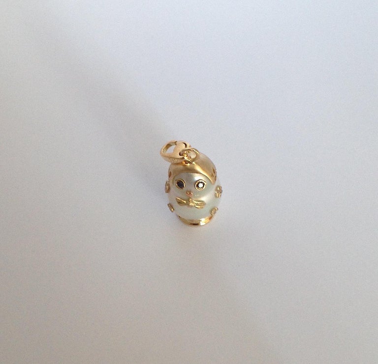 Matryoshka Black Diamond Australian Pearl 18Kt Gold Charm and Pendant ...