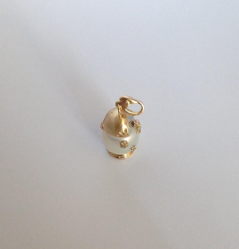 Matryoshka Black Diamond Australian Pearl 18Kt Gold Charm and Pendant ...