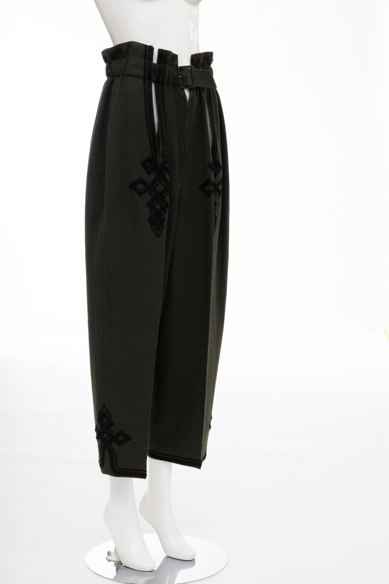 Matsuda Nicole Tokyo Japan Olive Green Wool Embroidered Pants, Circa ...