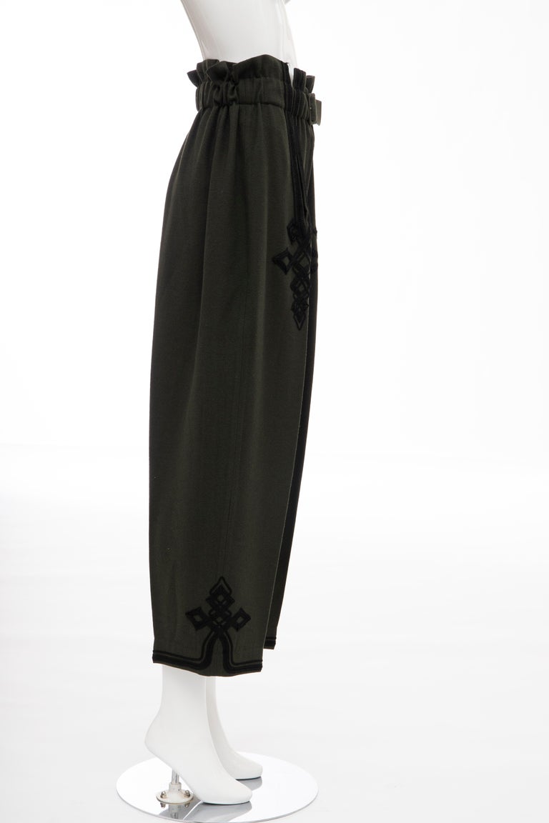 Matsuda Nicole Tokyo Japan Olive Green Wool Embroidered Pants, Circa ...