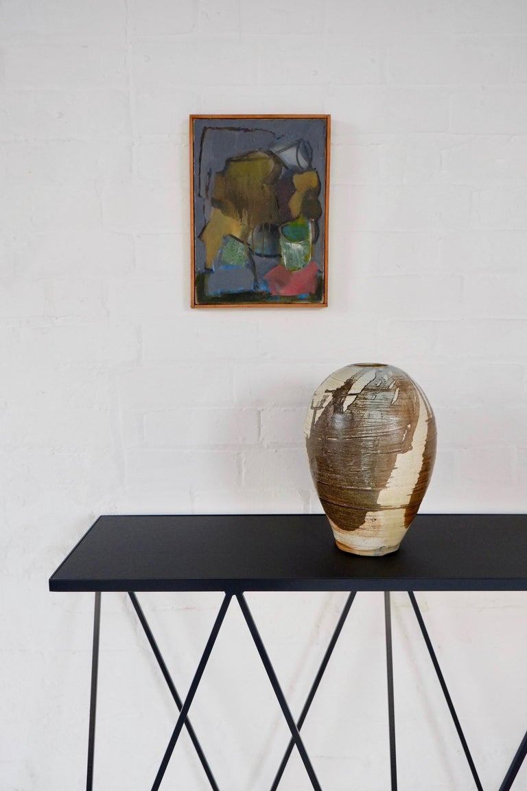 Charcoal Black Giraffe Console Table with Linseed Linoleum Table Top ...