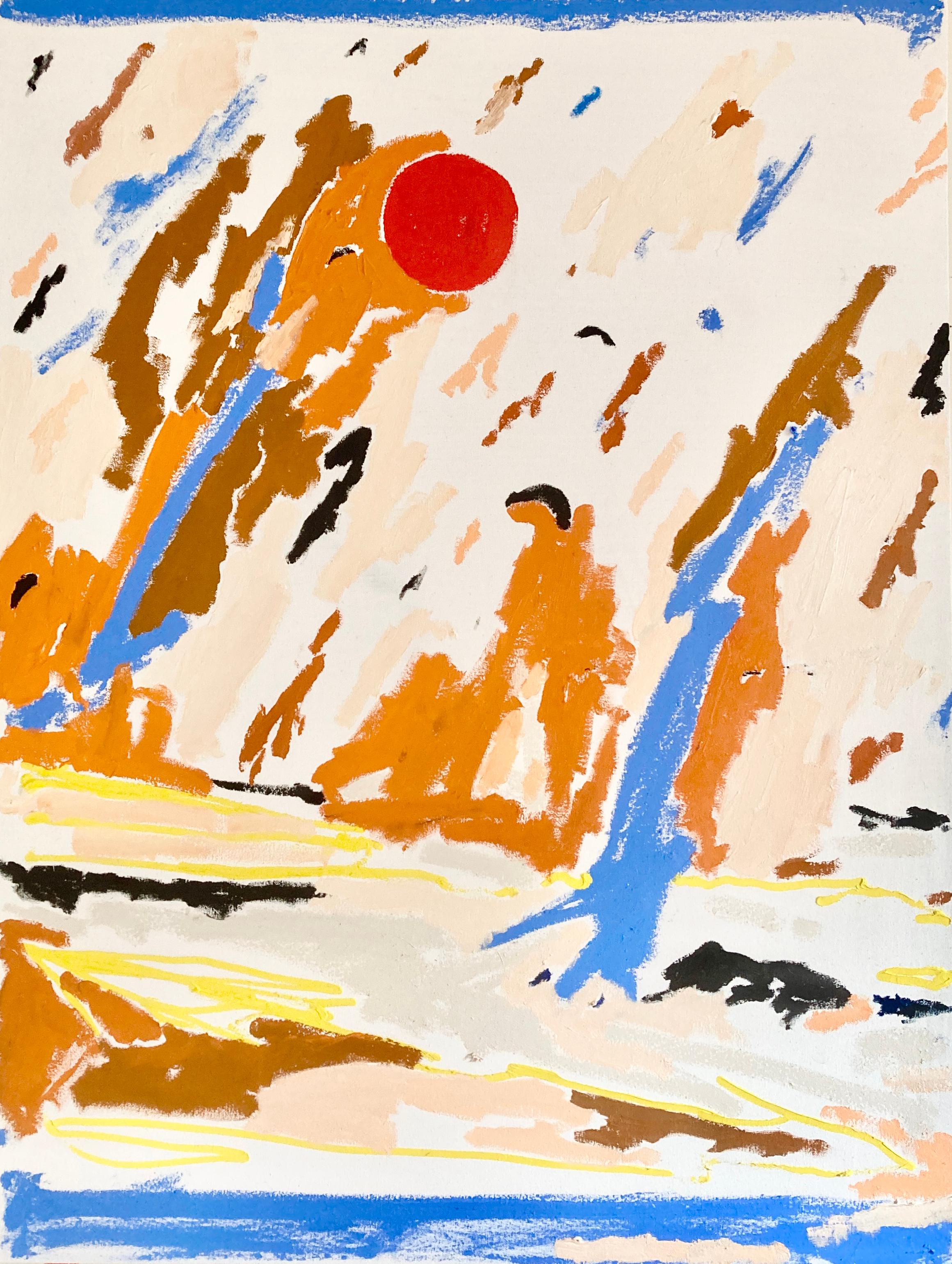 Andre Guillou - French Modernist Large Oil Painting Autumn Trees in ...