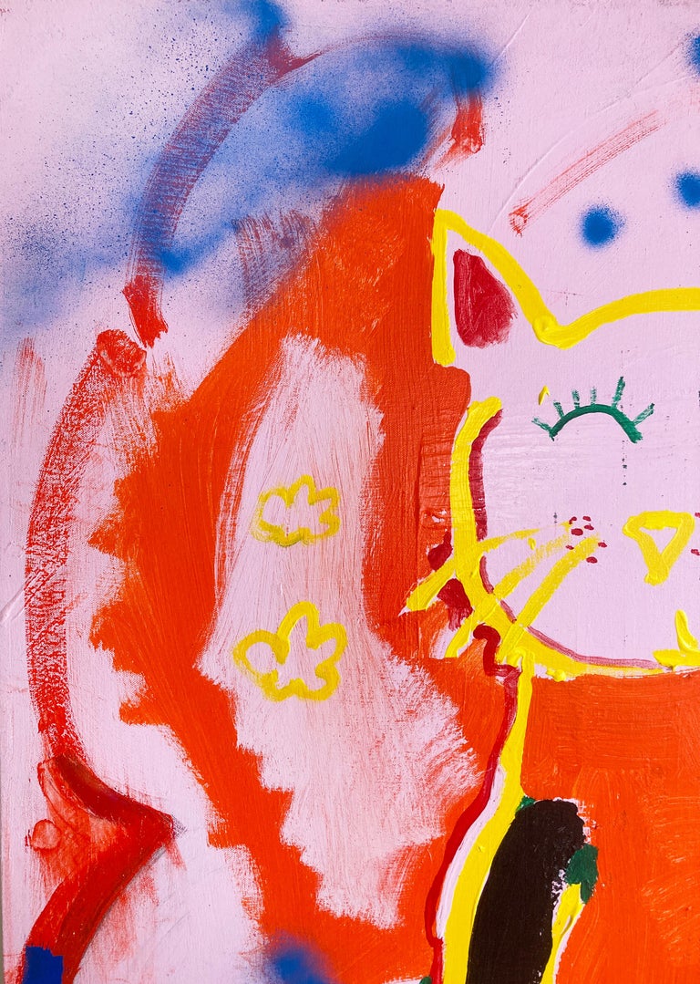 Matt Higgins - Winking Cat, Contemporary Painting Pop Art Style ...
