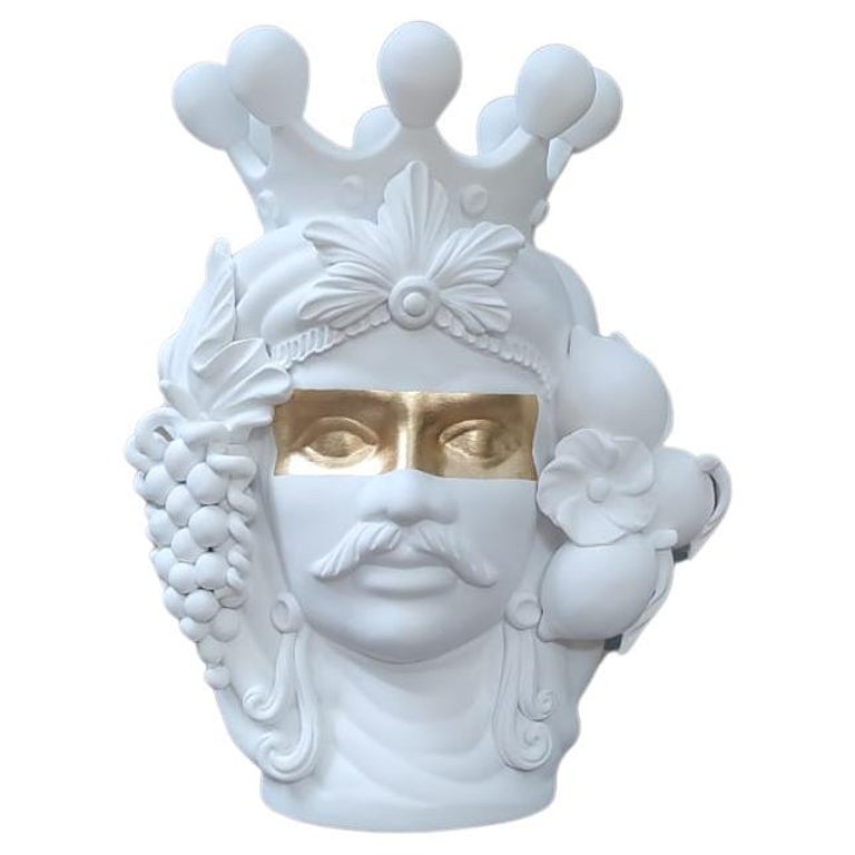 Matt Moorish Men Vase, Handmade in Sicily, Gold Leaf, Colors ...