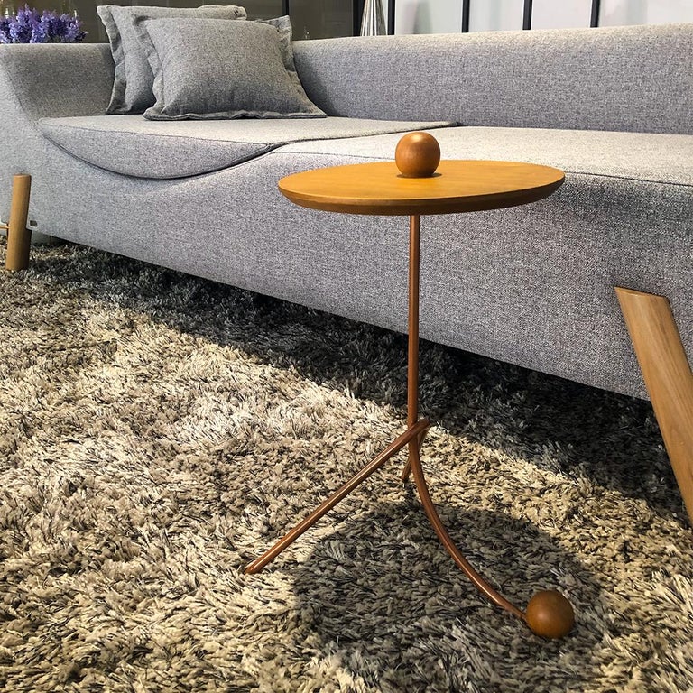 Matt Side Table in Natural Wood and Carbon Steel Details For Sale at ...