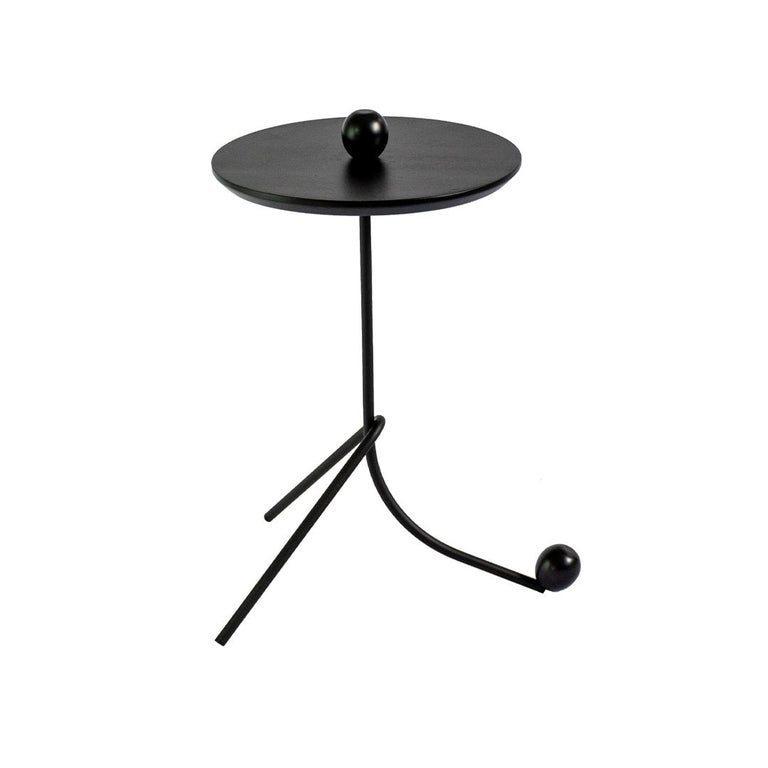 Matt Side Table in Natural Wood and Carbon Steel For Sale at 1stDibs
