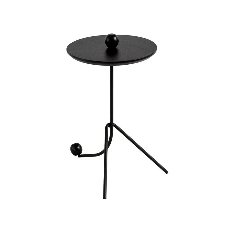 Matt Side Table in Natural Wood and Carbon Steel For Sale at 1stDibs