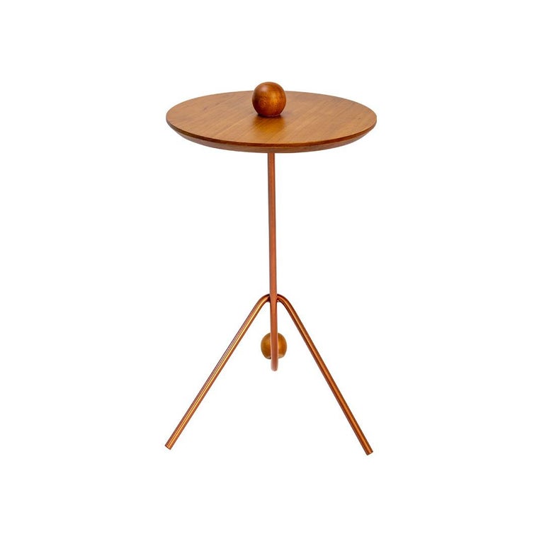 Matt Side Table in Natural Wood and Carbon Steel For Sale at 1stDibs