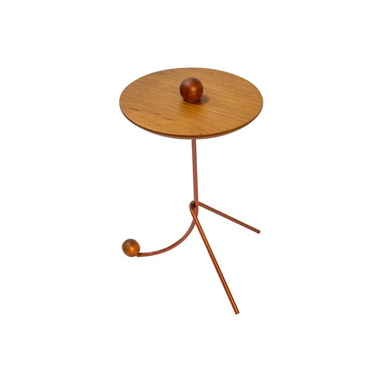 Matt Side Table in Natural Wood and Carbon Steel For Sale at 1stDibs