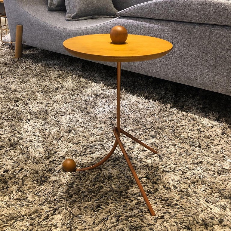 Matt Side Table in Natural Wood and Carbon Steel Details For Sale at ...